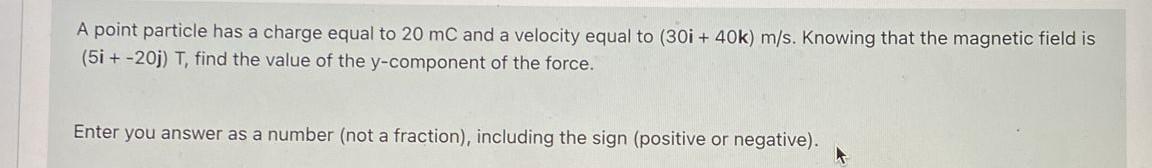 Solved A point particle has a charge equal to 20mC and a | Chegg.com