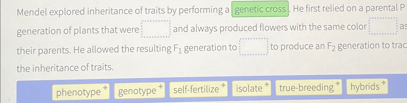 Solved Mendel explored inheritance of traits by performing a | Chegg.com