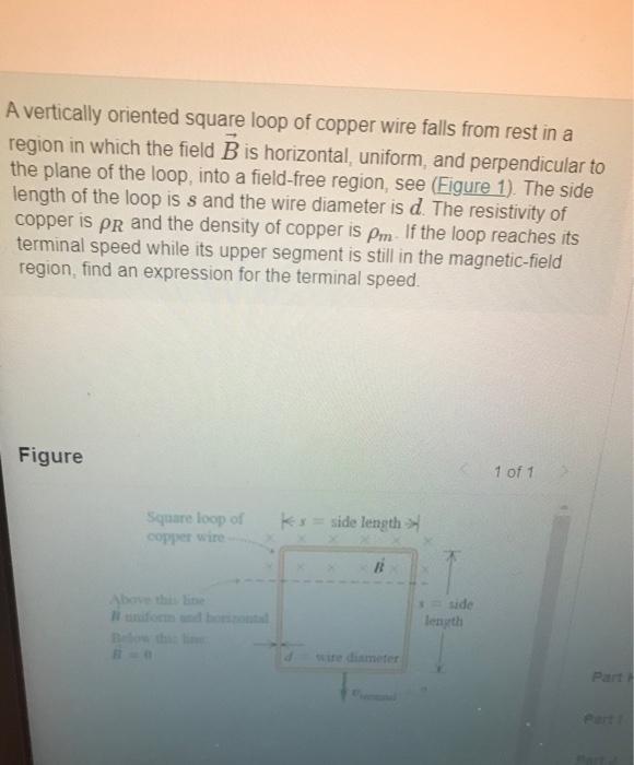 Solved A vertically oriented square loop of copper wire | Chegg.com