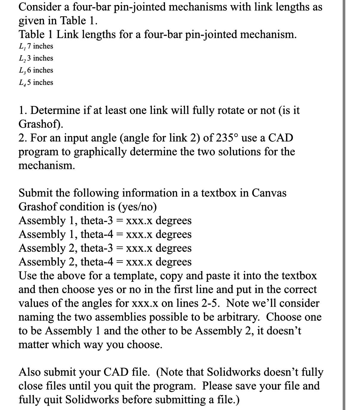 Solved Consider a four-bar pin-jointed mechanisms with link | Chegg.com