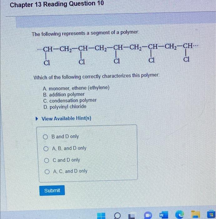 Solved Chapter 13 Reading Question 10 The following | Chegg.com