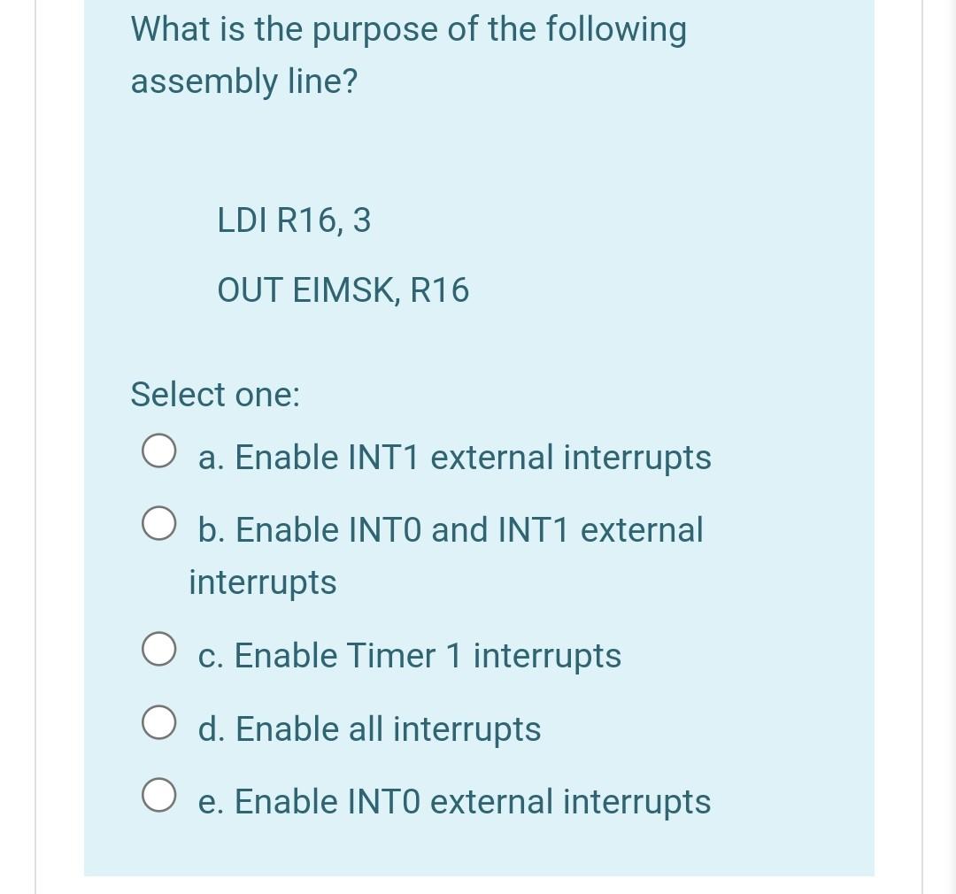 Solved Why RETI instruction is used after an ISR? Select | Chegg.com