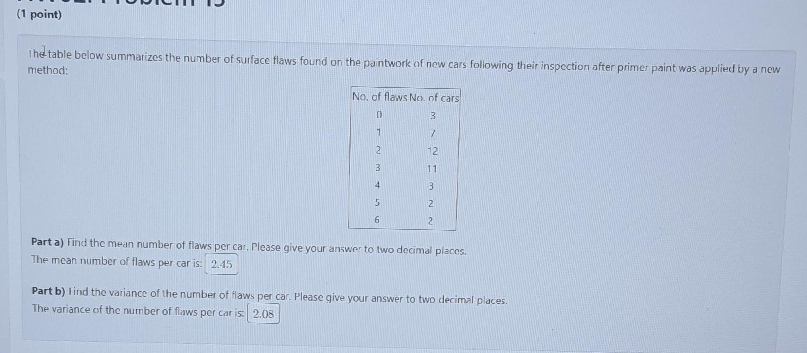 Solved The table below summarizes the number of surface | Chegg.com