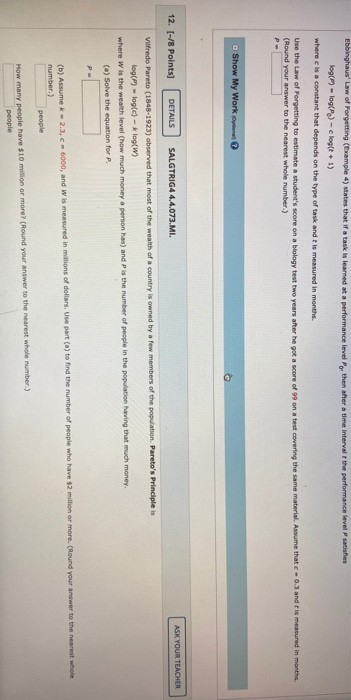 Solved Ebbinghaus Law of Forgetting (Example 4) states that | Chegg.com