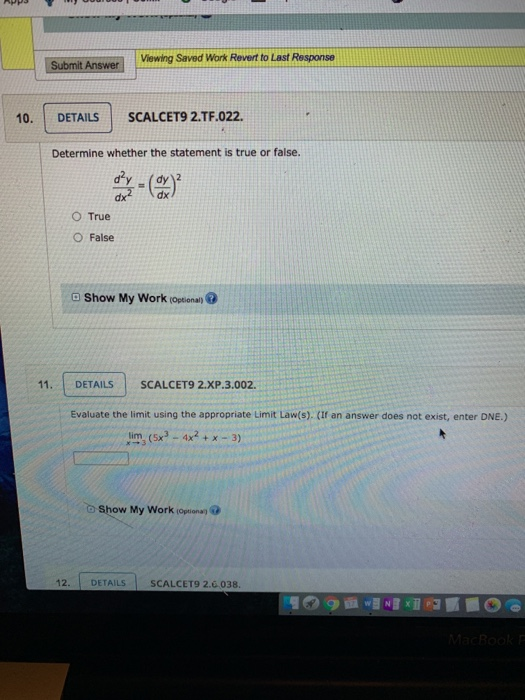 Solved Viewing Saved Work Revert to Last Response Submit | Chegg.com