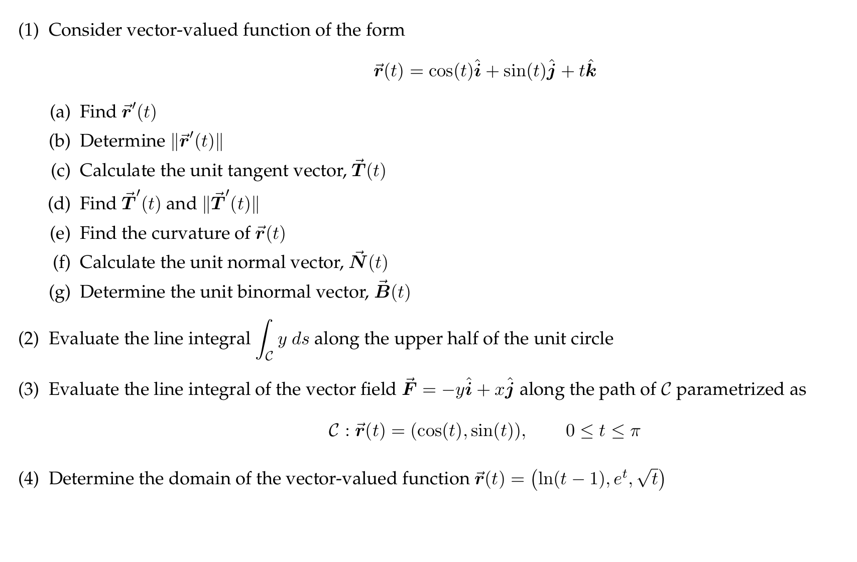 Solved 1 consider Vector Valued Function Of The