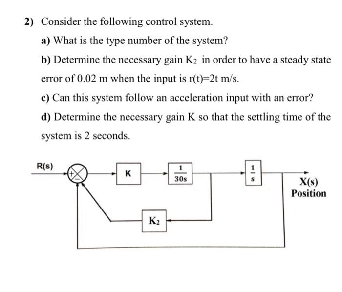 Solved 2) Consider the following control system. a) What is | Chegg.com