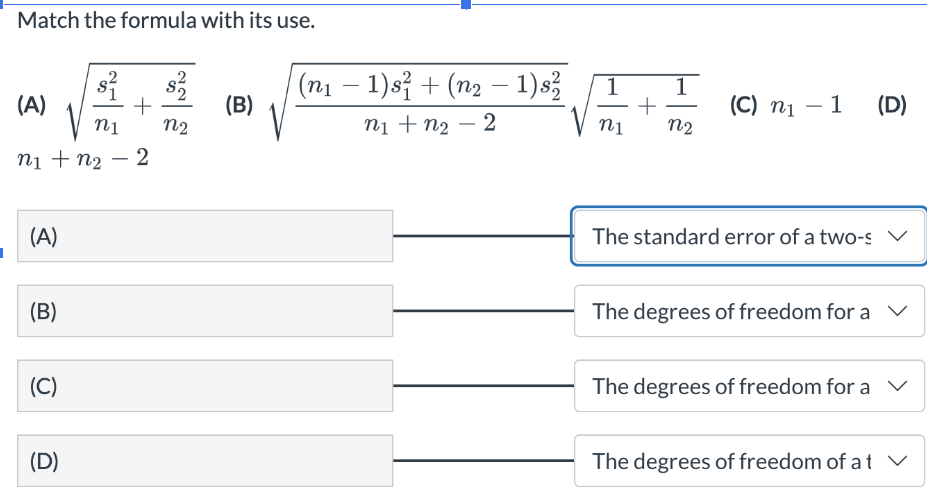 Solved match the formula with its use. The degrees of | Chegg.com