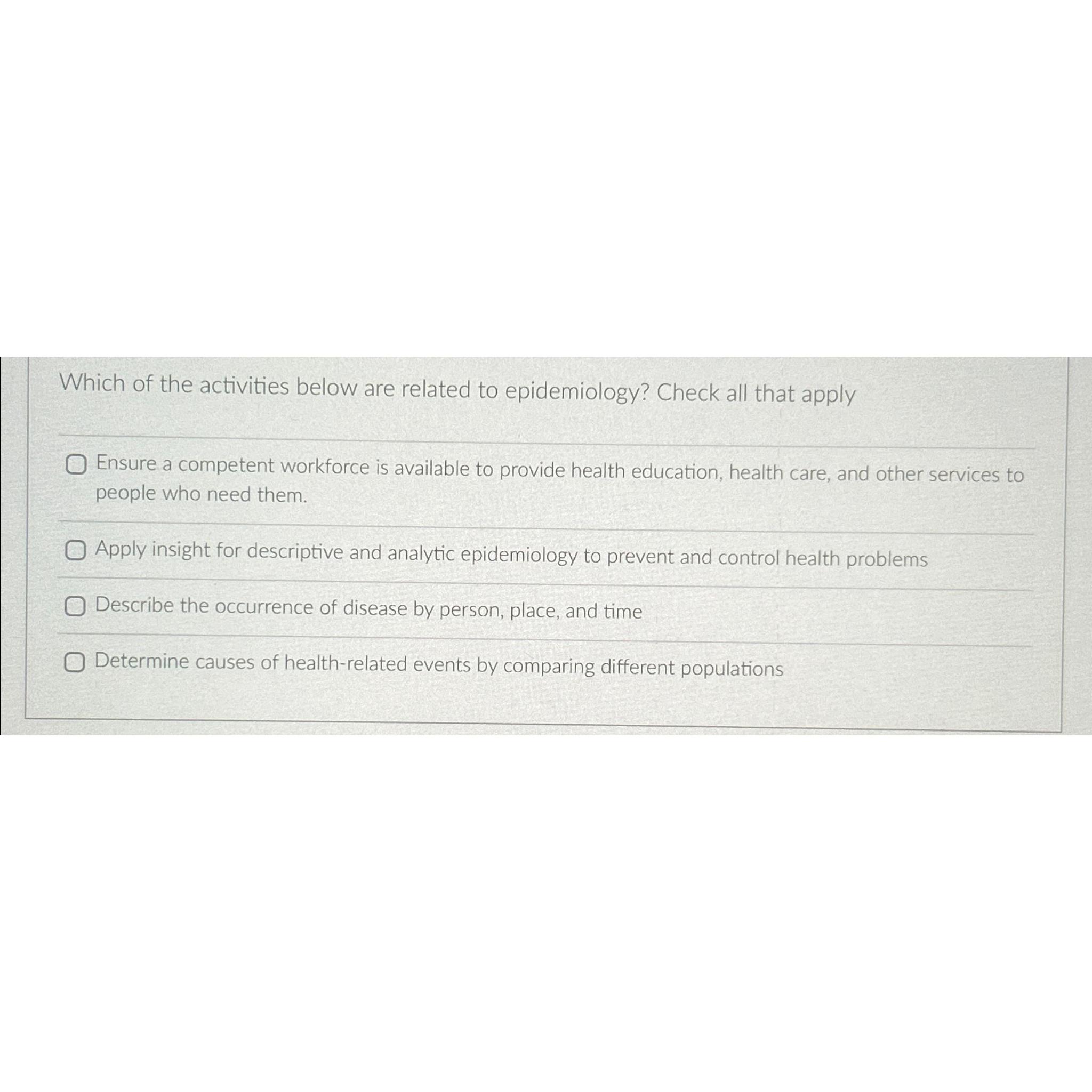 Solved Which of the activities below are related to | Chegg.com