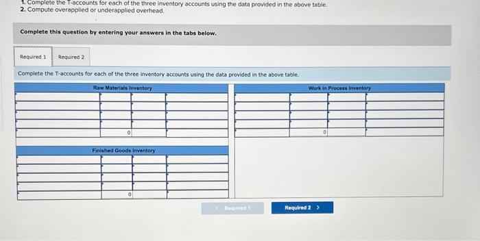 Solved 1. Complete the T-accounts for each of the three | Chegg.com