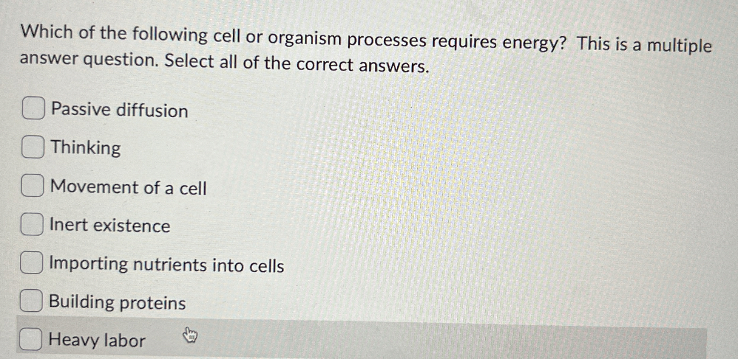 Solved Which of the following cell or organism processes | Chegg.com