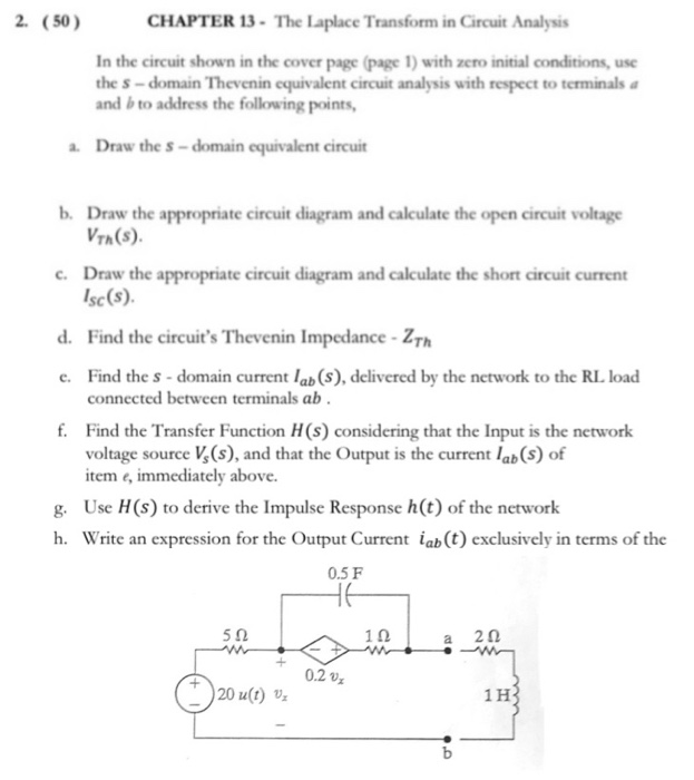 Solved 2. (50) CHAPTER 13 - The Laplace Transform in Circuit | Chegg.com