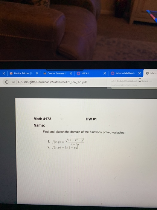 Solved х х Intro to Multivaria X 3 Math Dimitar Michev (s. | Chegg.com