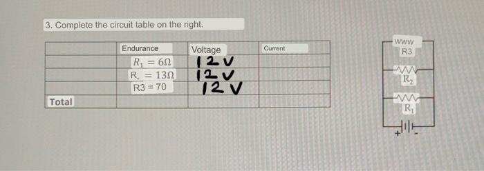 Solved 3. Complete the circuit table on the right. | Chegg.com Solved 3. Complete the circuit table on the right. | Chegg.com