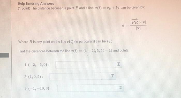 Solved Help Entering Answers (1 point) The distance between | Chegg.com