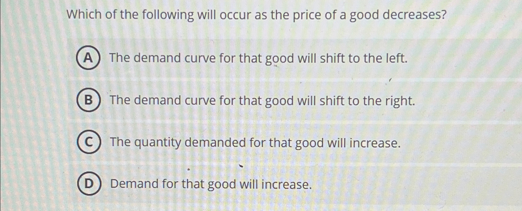 Solved Which of the following will occur as the price of a | Chegg.com