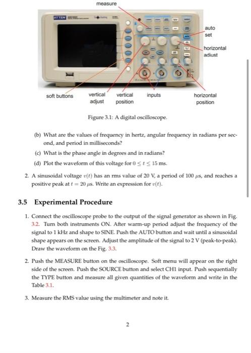 Solved Experiment 3: AC Signals and Oscillo- scopeDue: | Chegg.com