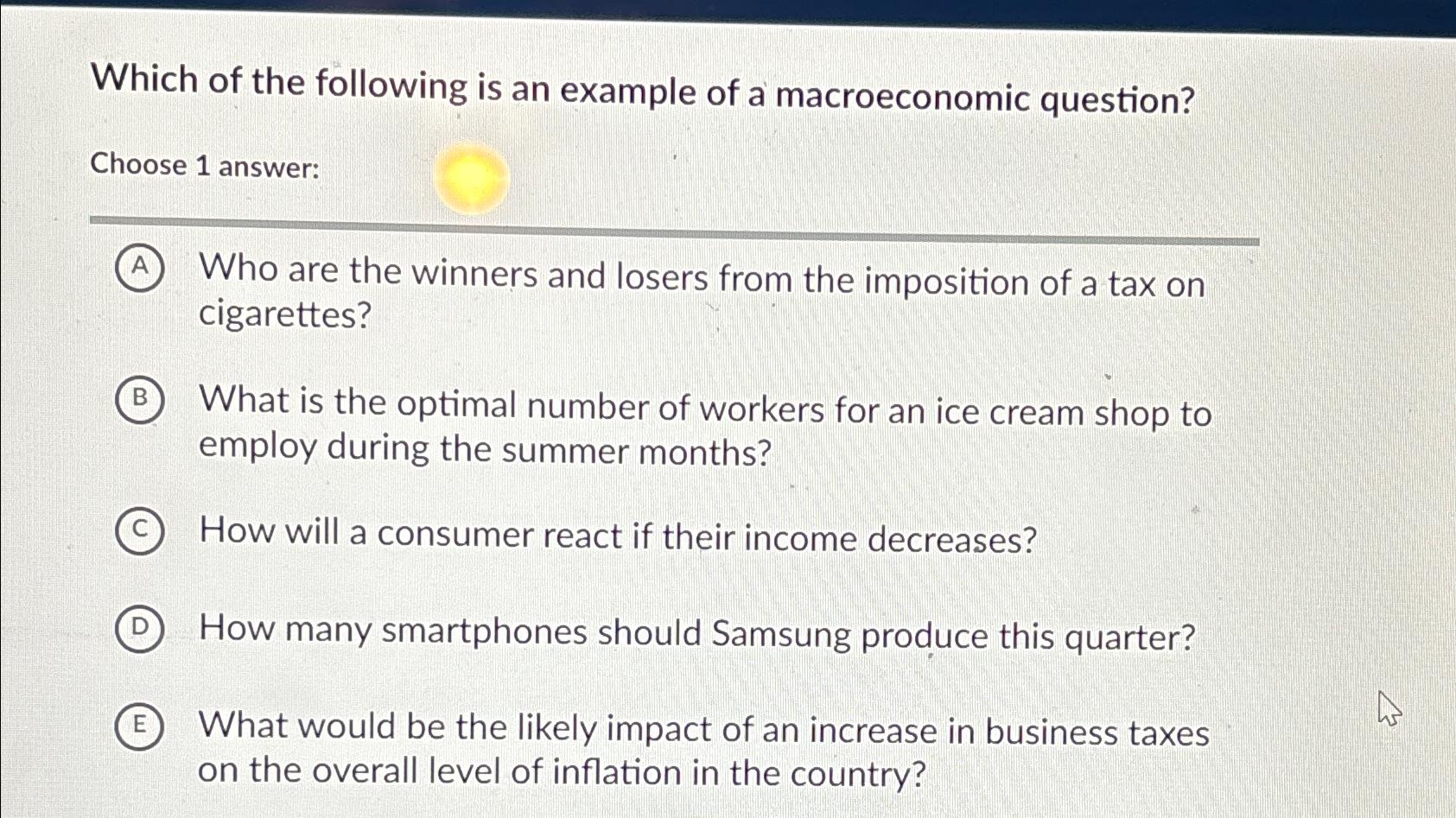 Solved Which of the following is an example of a | Chegg.com