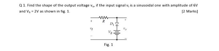 Solved Q 1. Find the shape of the output voltage v0, if the | Chegg.com