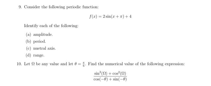 Solved 9. Consider the following periodic function: | Chegg.com