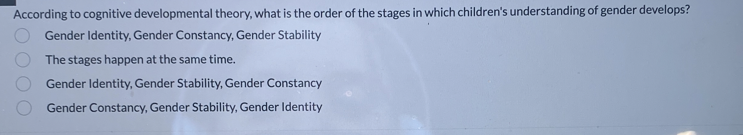 Solved According to cognitive developmental theory, what is | Chegg.com