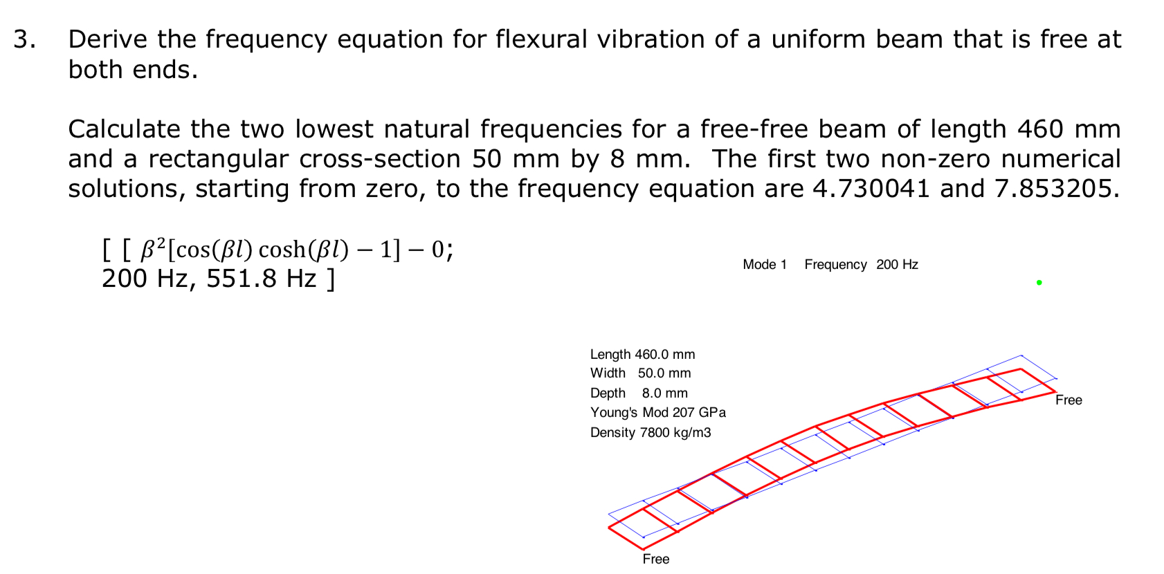Derive the frequency equation for flexural vibration | Chegg.com