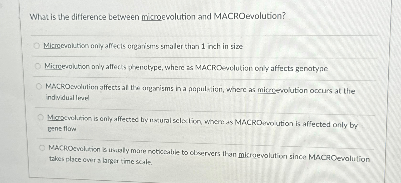 Solved What is the difference between microevolution and | Chegg.com Solved What is the difference between microevolution and | Chegg.com