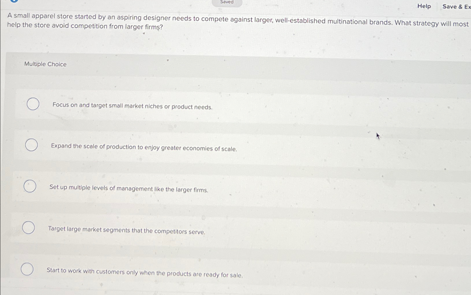 Solved SavedHelpSave & ExA small apparel store started by an | Chegg.com