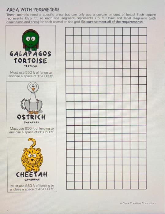 AREA WITH PERIMETER' These animals need a specific | Chegg.com