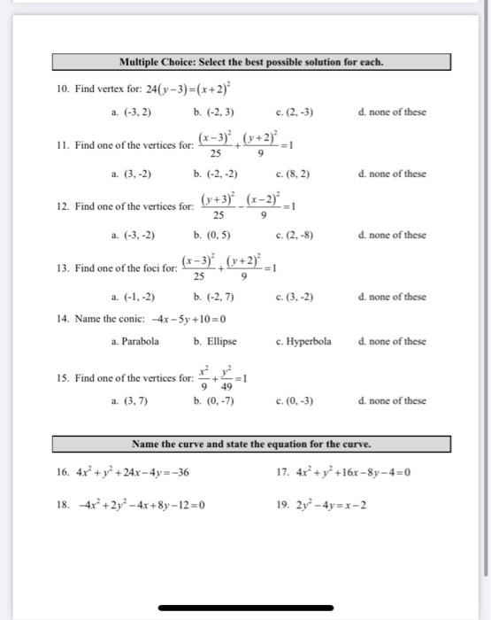 Solved Pre-Calculus CP, Part Two Chapter 9: Review Name | Chegg.com