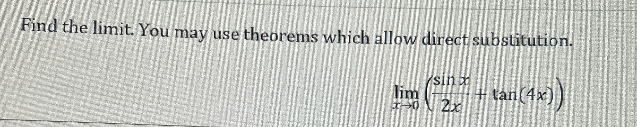 Solved Find the limit. ﻿You may use theorems which allow | Chegg.com