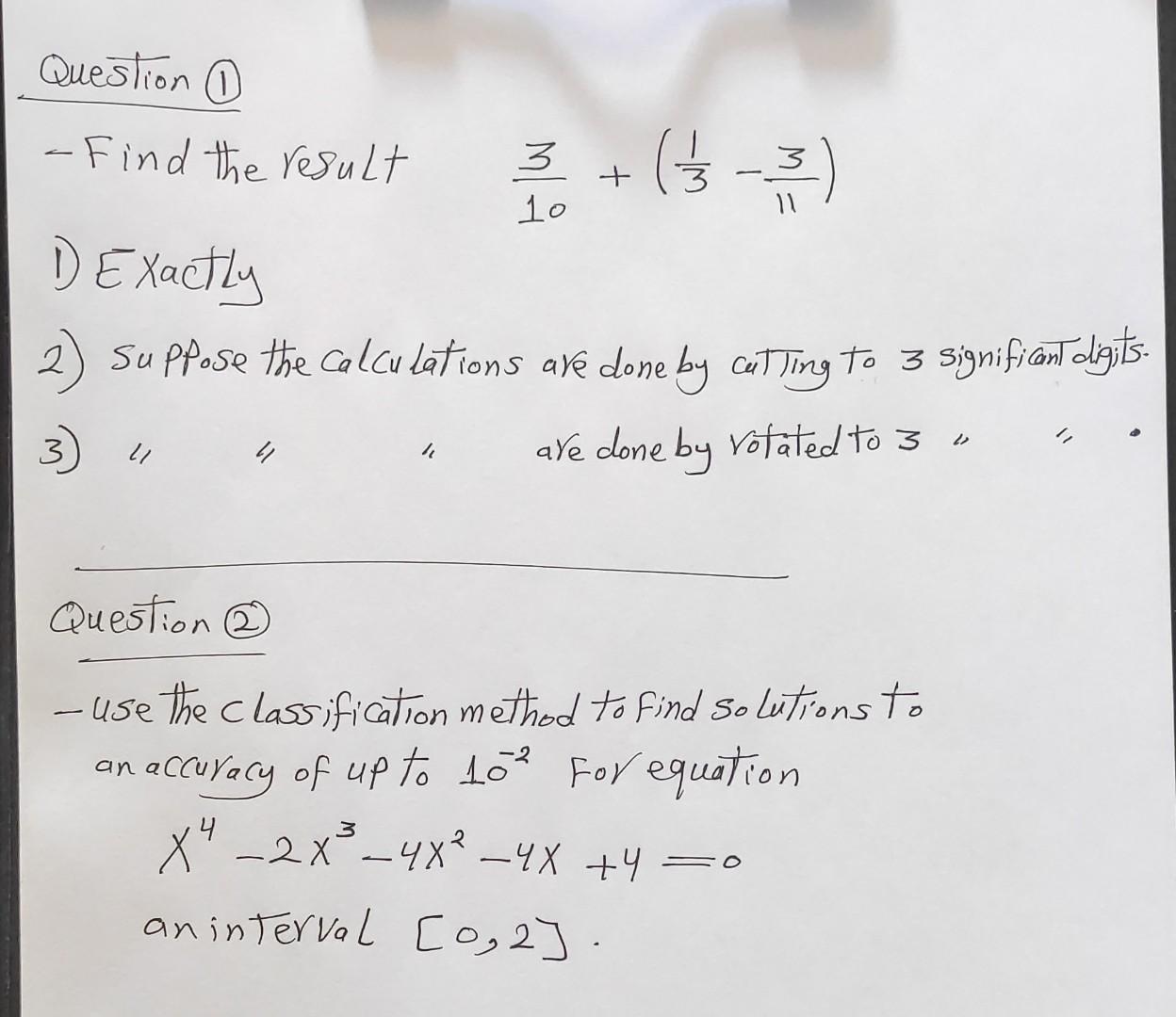 Solved Question - Find the result 3+ (-1/3-²/³) (ㅎ-류) 10 1) | Chegg.com
