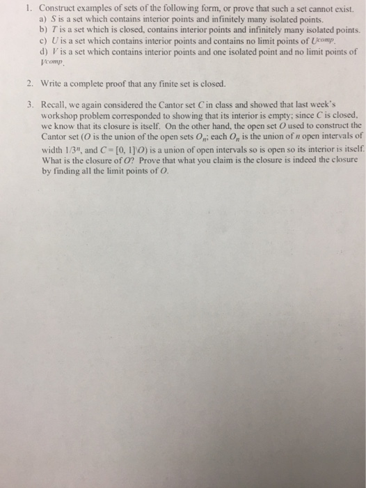 Solved 1 Construct Examples Of Sets Of The Following Form 6047