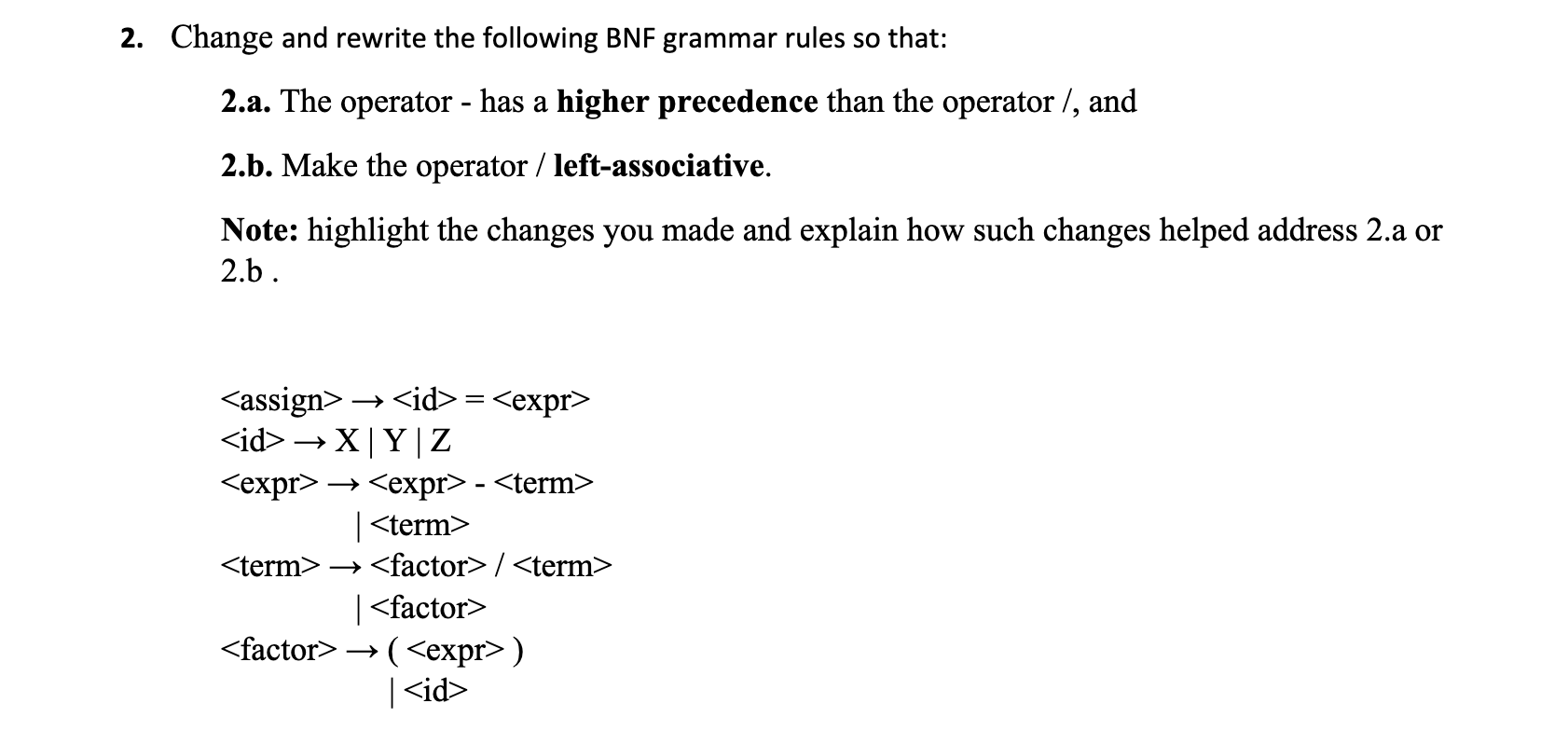 Solved 1. ﻿With the following set of BNF grammar rules, | Chegg.com