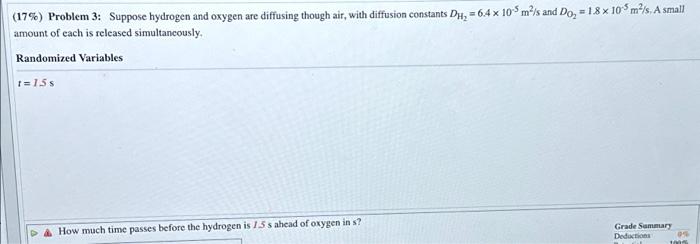 Solved Suppose hydrogen and oxygen are diffusing though air, | Chegg.com