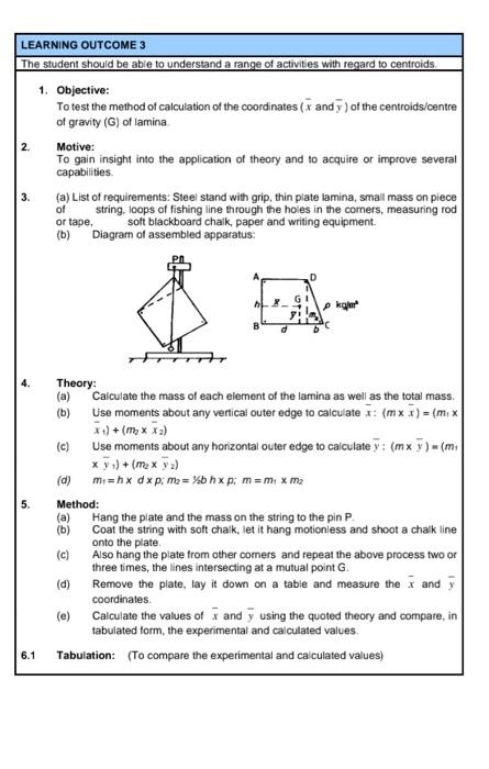 LEARNING OUTCOME 3 The student should be able to | Chegg.com