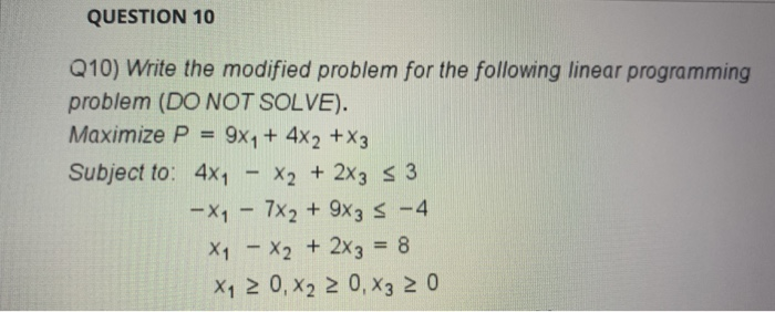 Solved QUESTION 10 Q10) Write the modified problem for the | Chegg.com