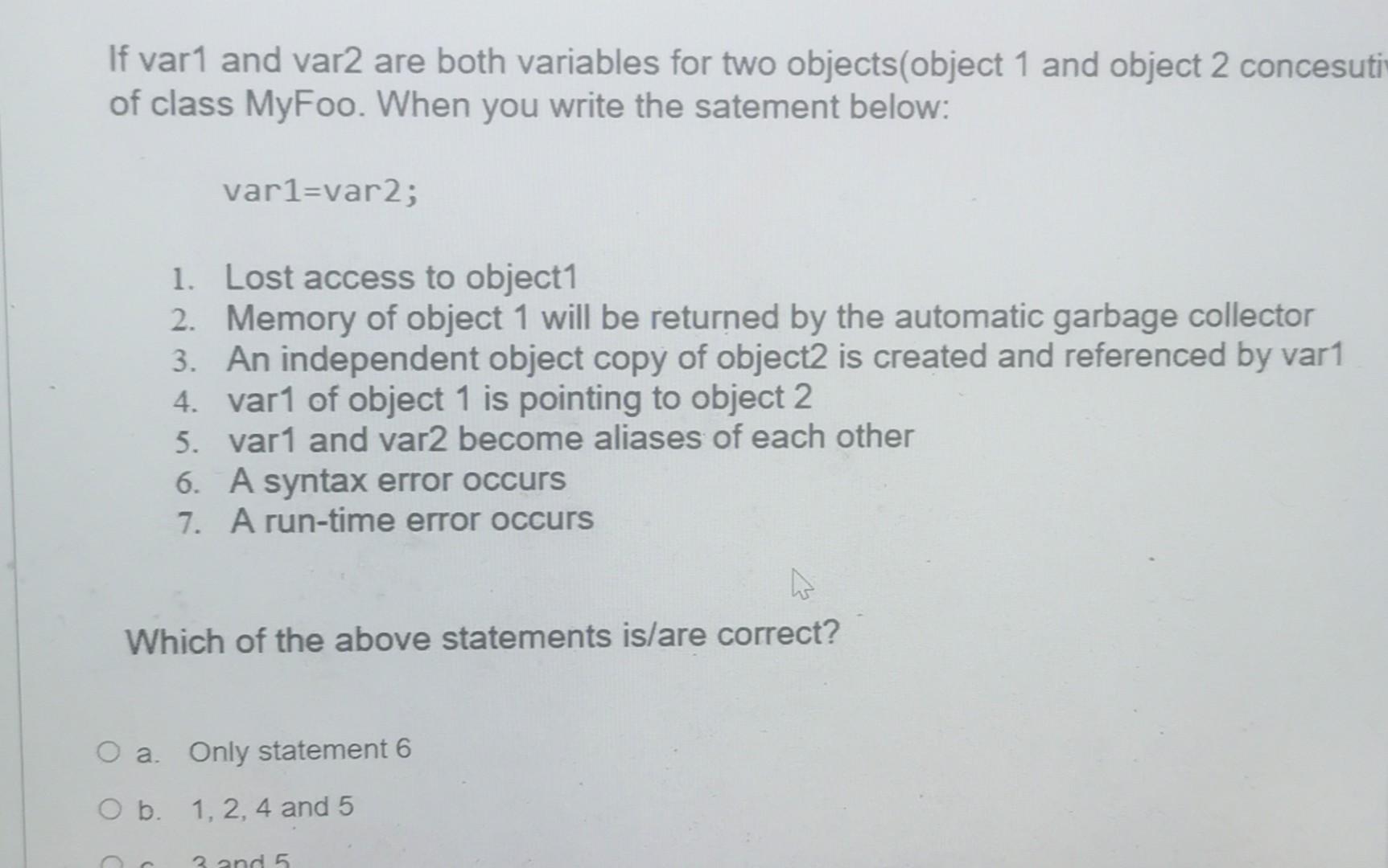 Solved If var1 and var2 are both variables for two | Chegg.com