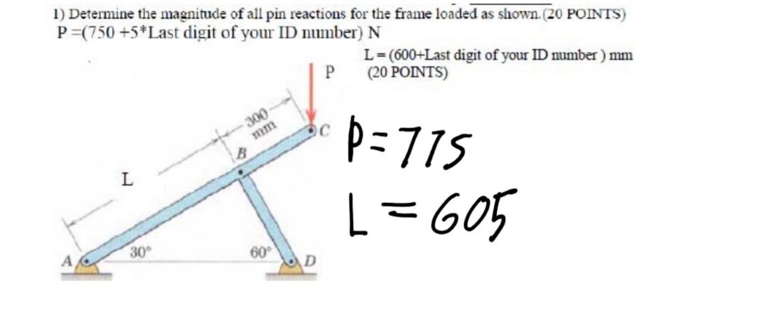 Solved 1 Determine The Magnitude Of All Pin Reactions For