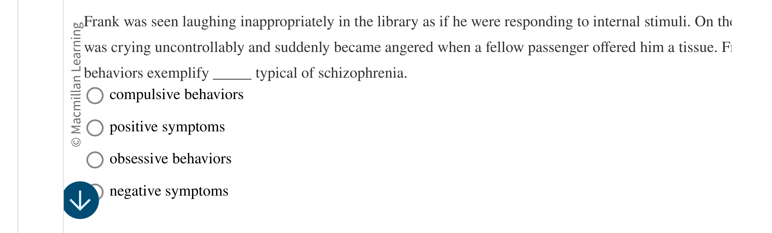 Solved ?60 ﻿Frank was seen laughing inappropriately in the | Chegg.com