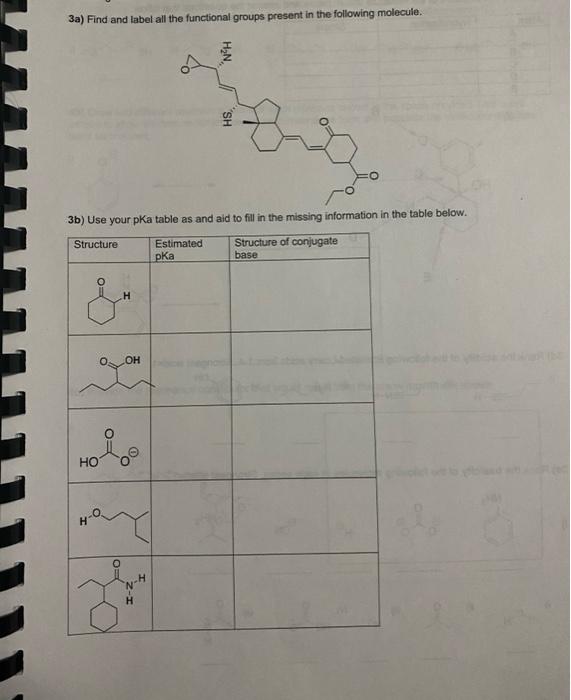 Solved 3a) Find and label all the functional groups present | Chegg.com