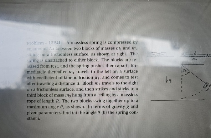 Solved Problem-13P41 ﻿A massless spring is compressed by an | Chegg.com