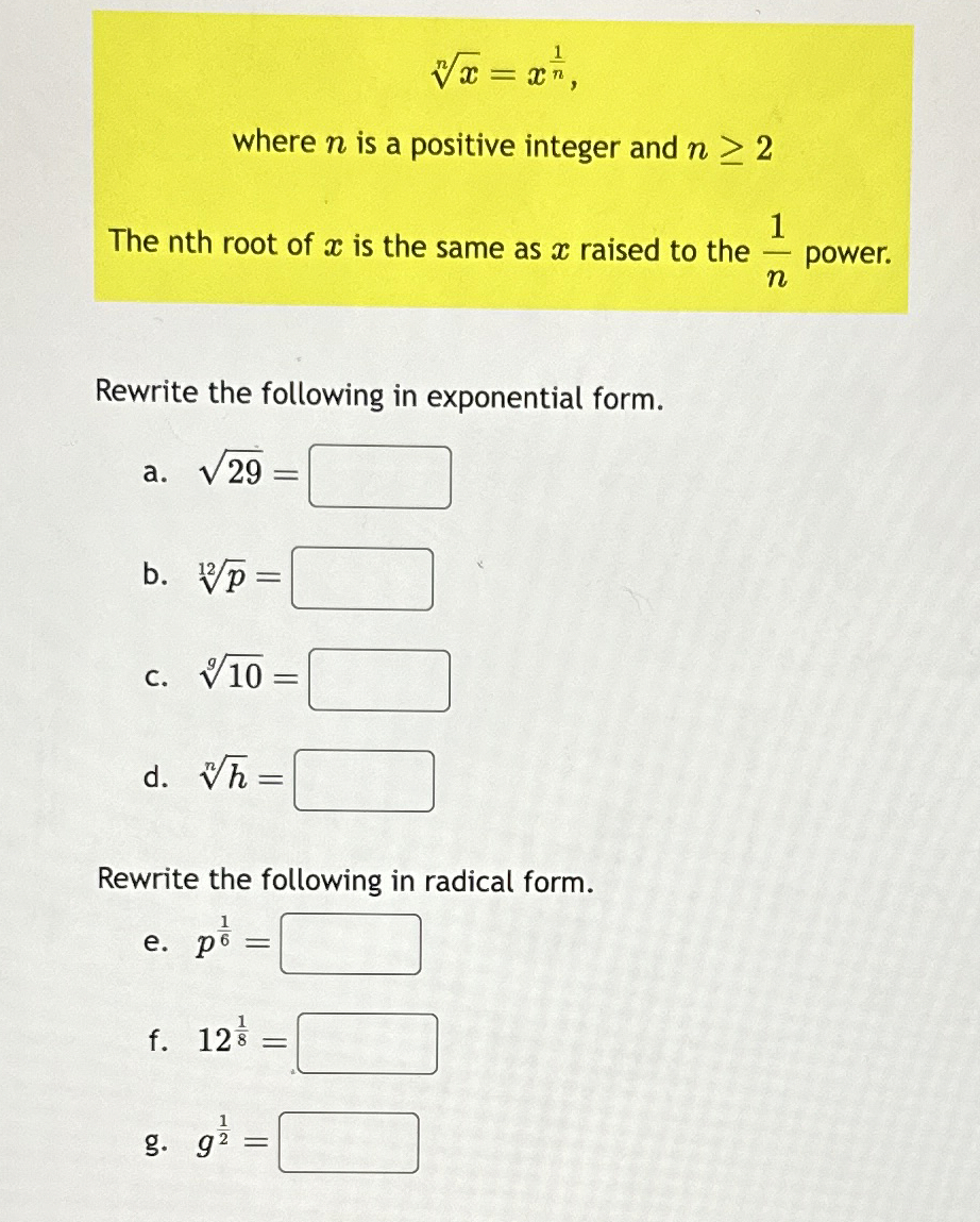 Solved xn=x1nwhere n ﻿is a positive integer and n≥2The nth | Chegg.com