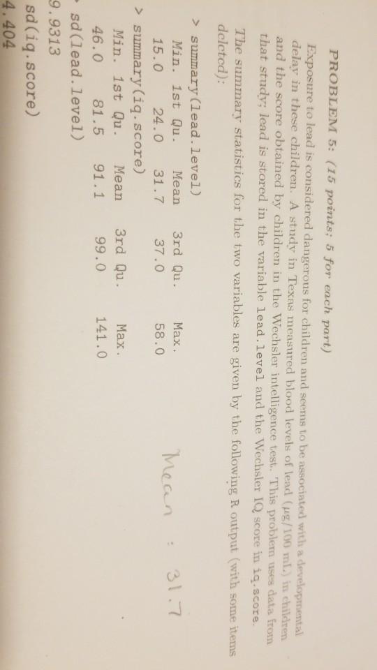 Solved PROBLEM 5: (15 points; 5 for each part) Exposure to | Chegg.com