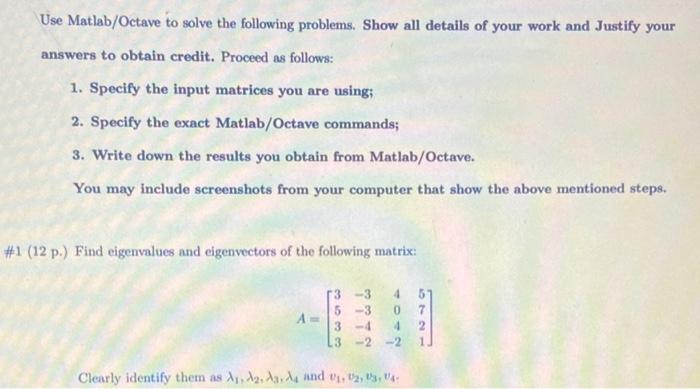 Solved use mathlab to solve the following problems. Proceed | Chegg.com
