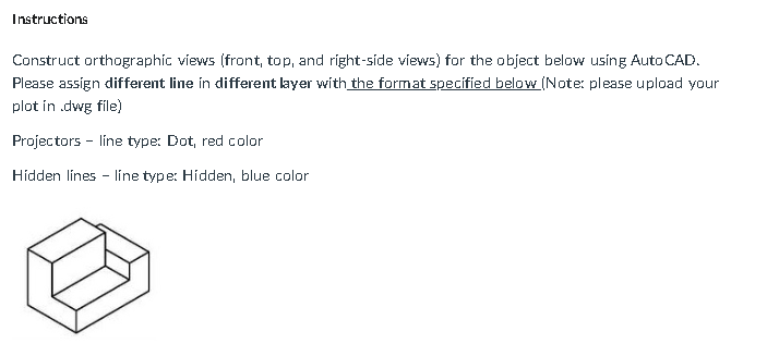 Solved InstructionsConstruct orthographic views (front, | Chegg.com