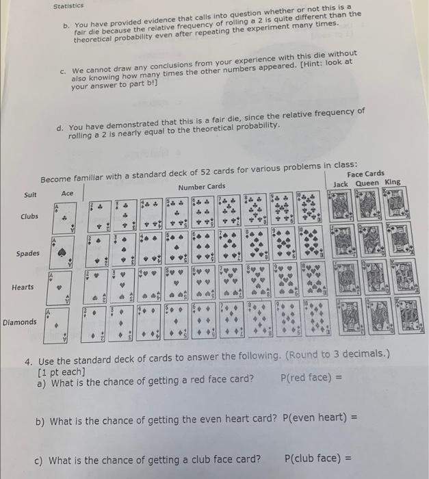 Solved 2. Suppose you have a fair four-sided die with sides | Chegg.com