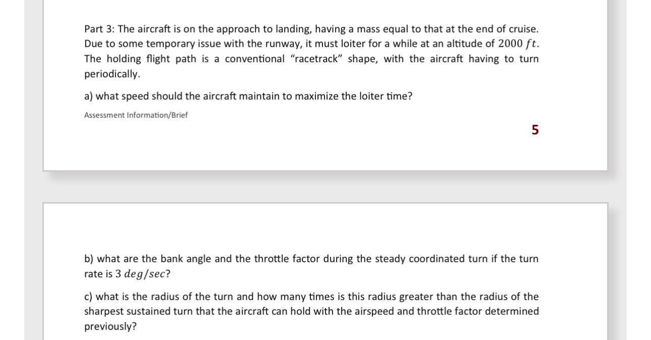 Solved Part 3: The aircraft is on the approach to landing, | Chegg.com