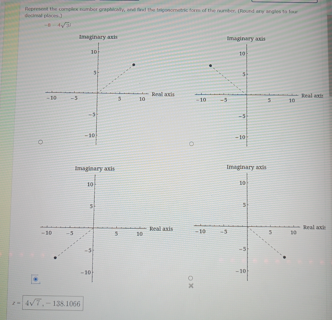 Solved Represent the complex number graphically, and find | Chegg.com