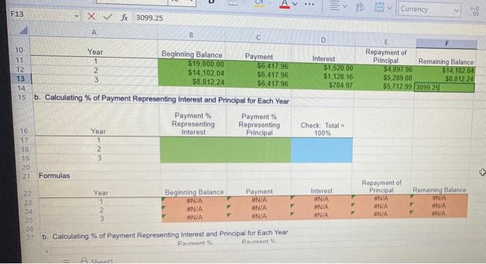 Solved F13 15. b. Calculating % of Payment Representing | Chegg.com